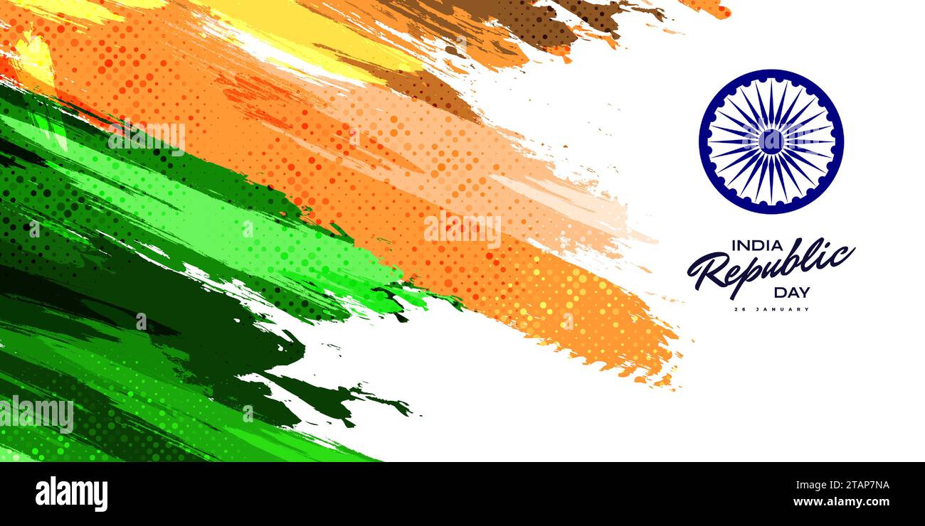 26th January Happy Republic Day of India. Indian Tricolor Flag ...