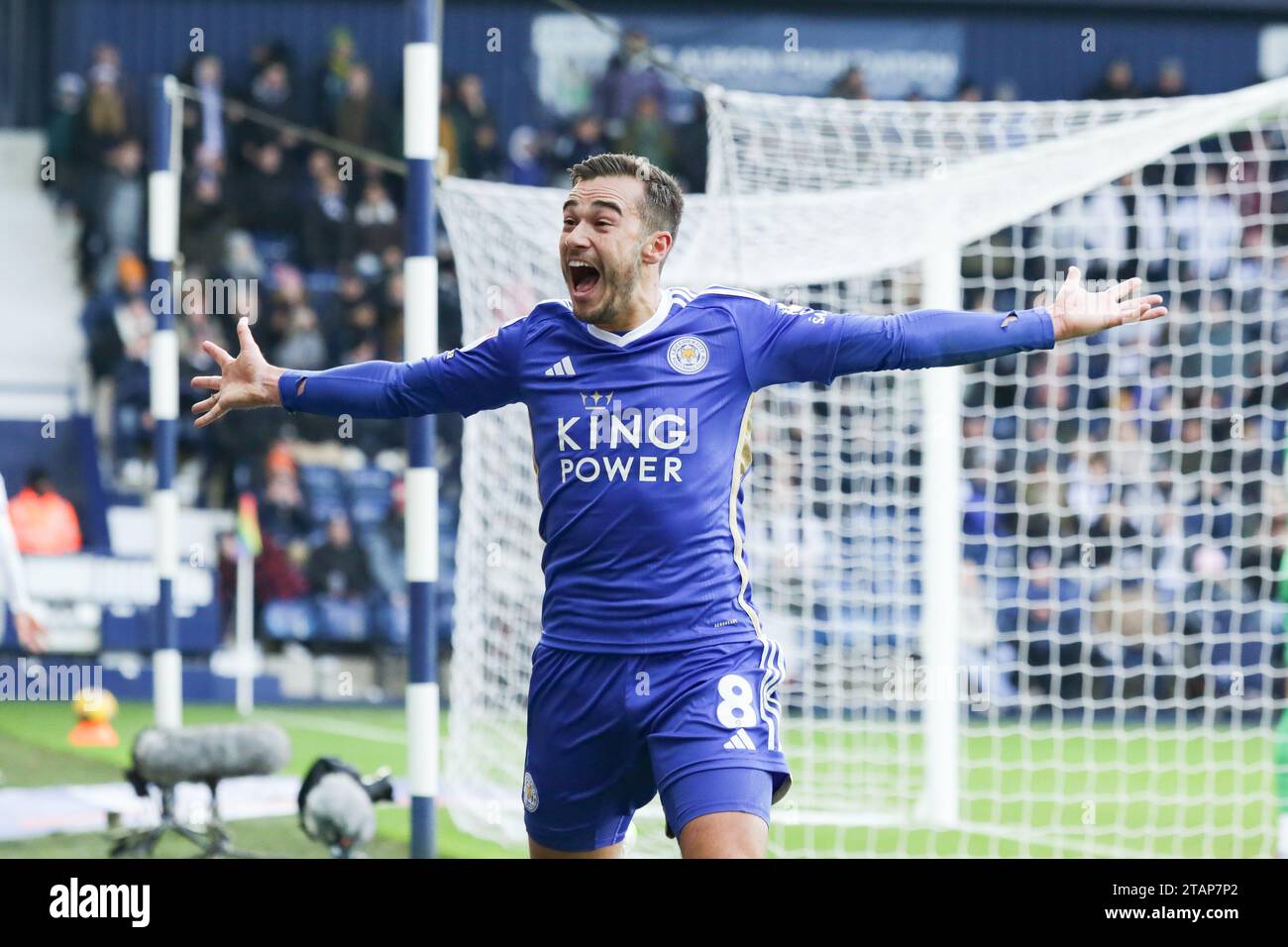Harry Winks of Leicester celebrates after scoring his team's second ...