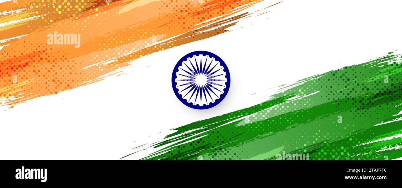 India Flag Background with Brush Style and Halftone Effect. Indian ...