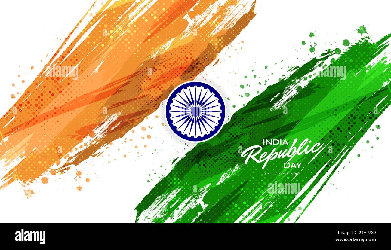 26th January Happy Republic Day of India. Indian Tricolor Flag ...