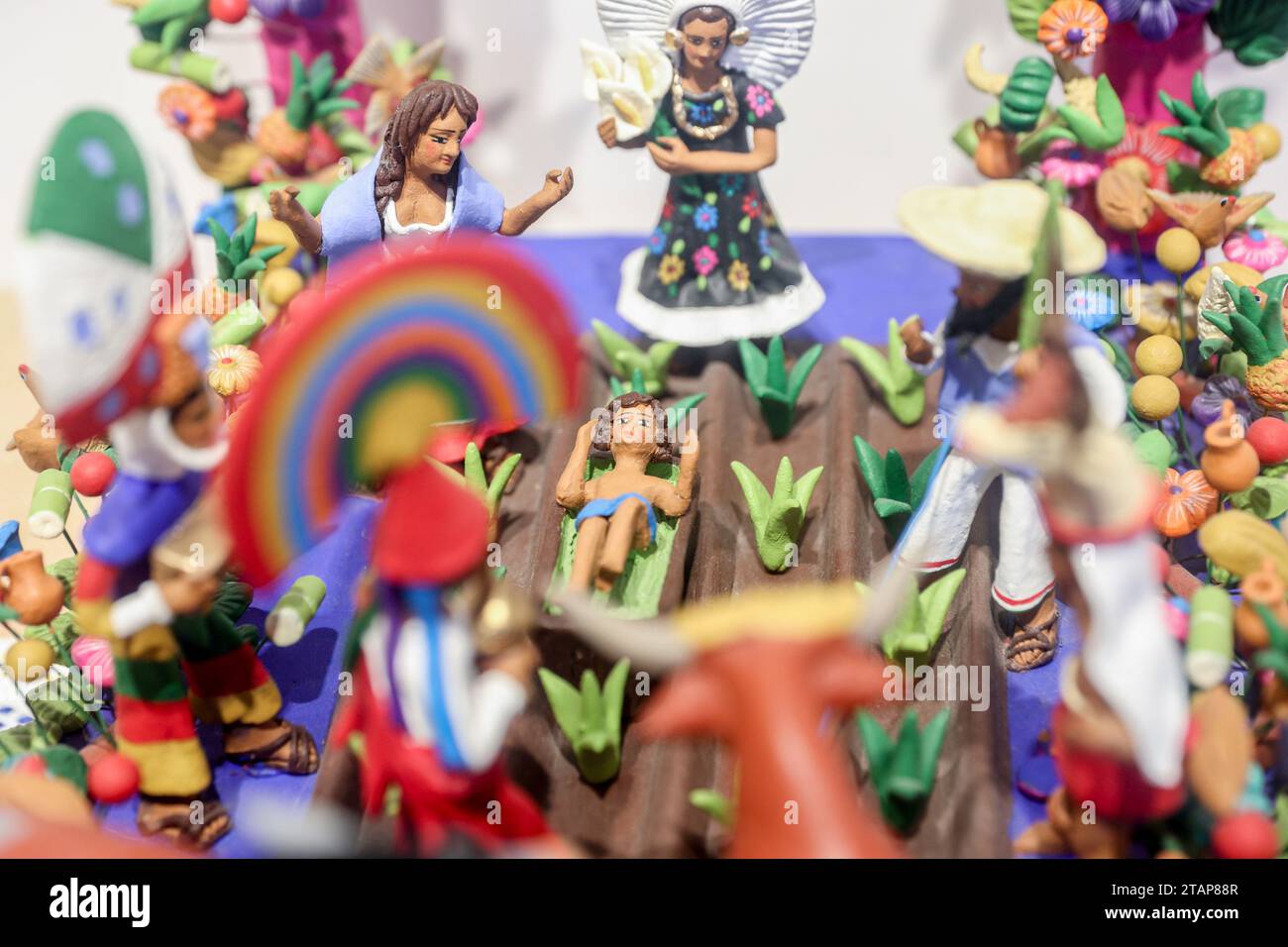 A typical Mexican Nativity Scene at the Casa de México, on December 2 ...
