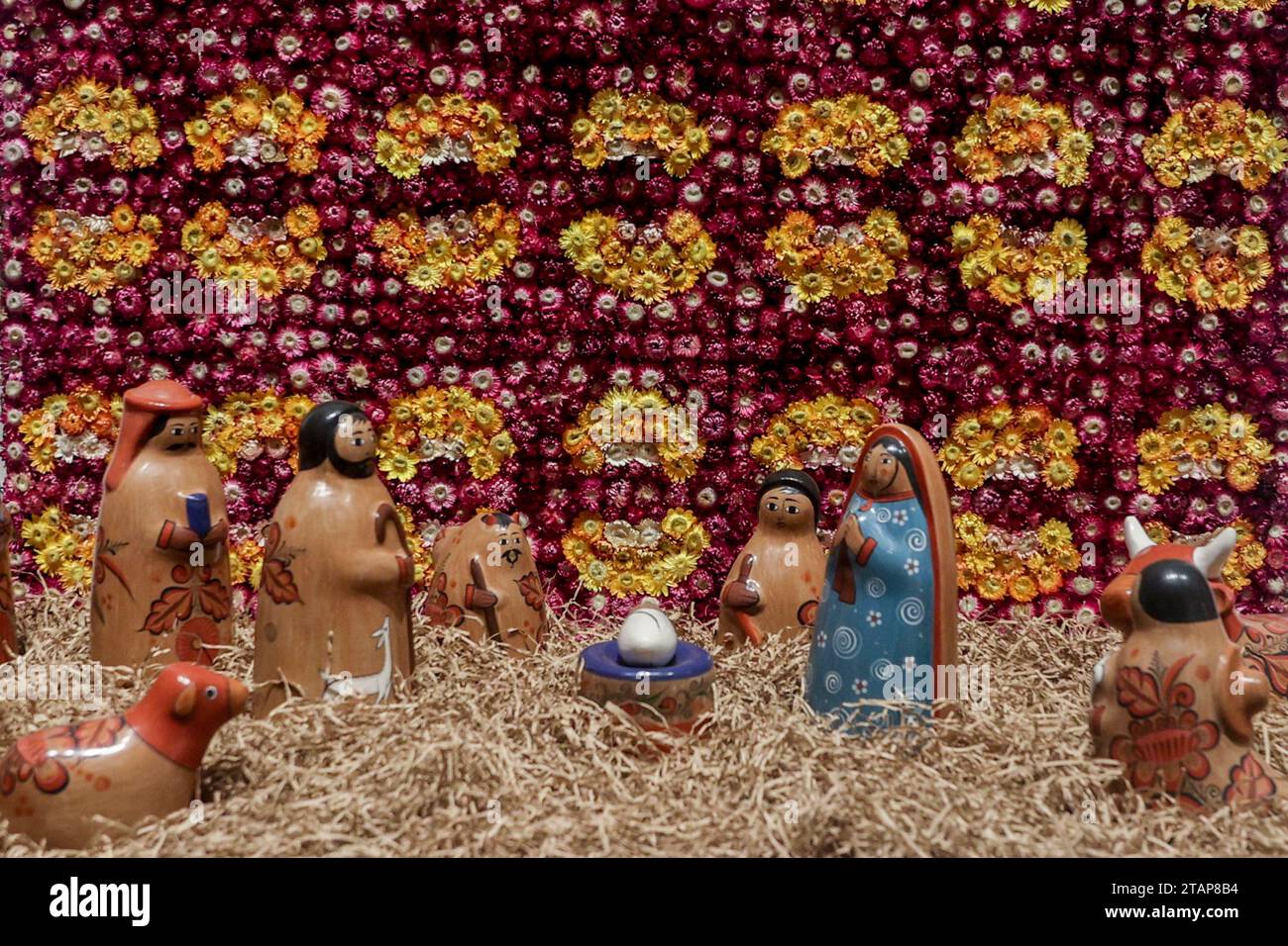 A typical Mexican Nativity Scene at the Casa de México, on December 2 ...