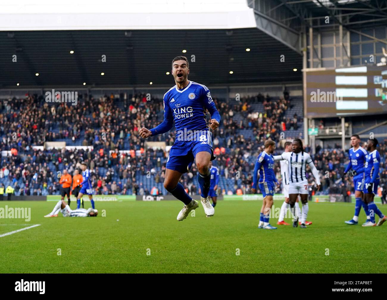 Leicester City's Harry Winks celebrates at the end of the Sky Bet ...