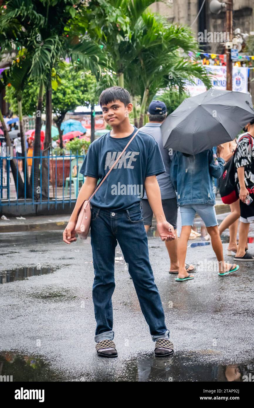 A young Filipino boy poses infant of Santo Nino de Tondo Church in ...