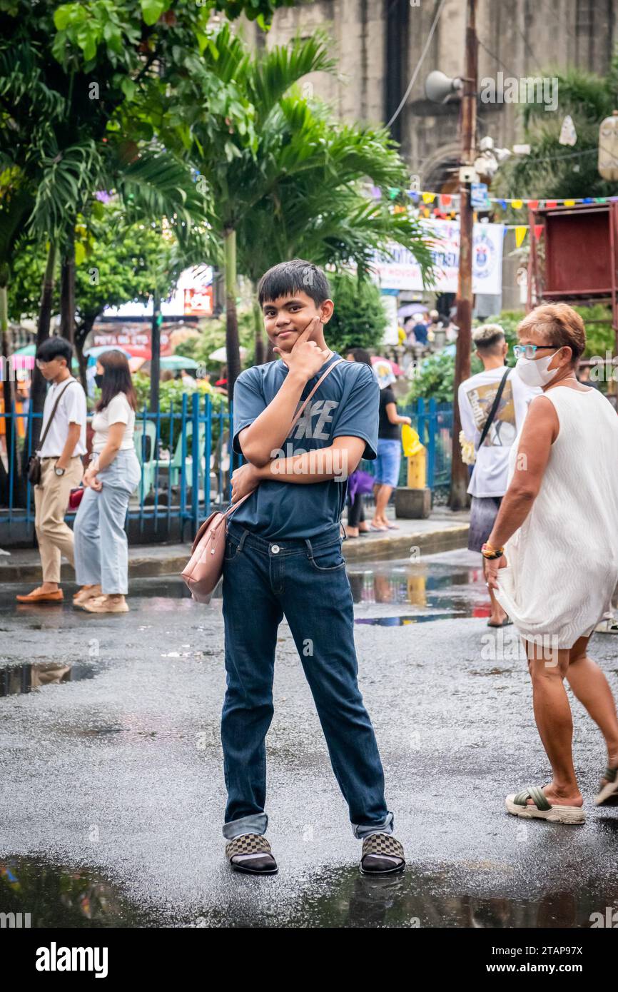 A young Filipino boy poses infant of Santo Nino de Tondo Church in ...
