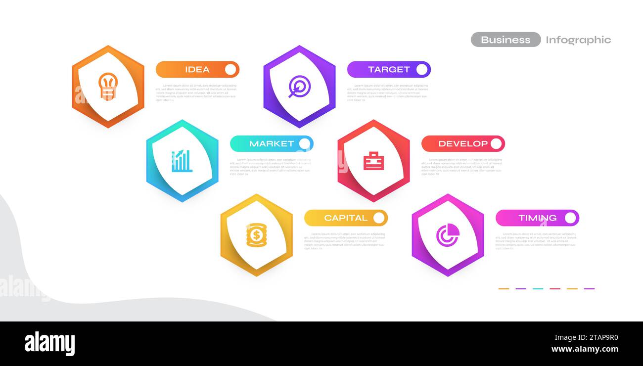 Modern Business Infographic Design Template with 6 Options or Processes ...