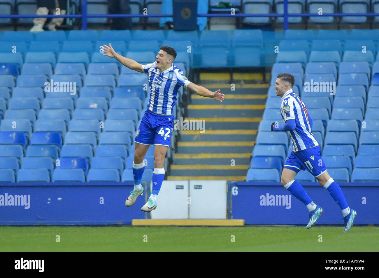 Bailey-Tye Cadamarteri #42 of Sheffield Wednesday celebrates his goal ...