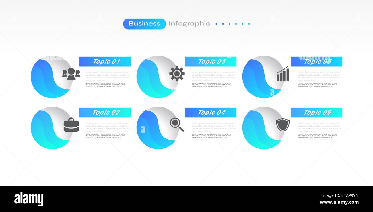 Modern Infographic Design Template with 6 Options or Steps. Can be used ...