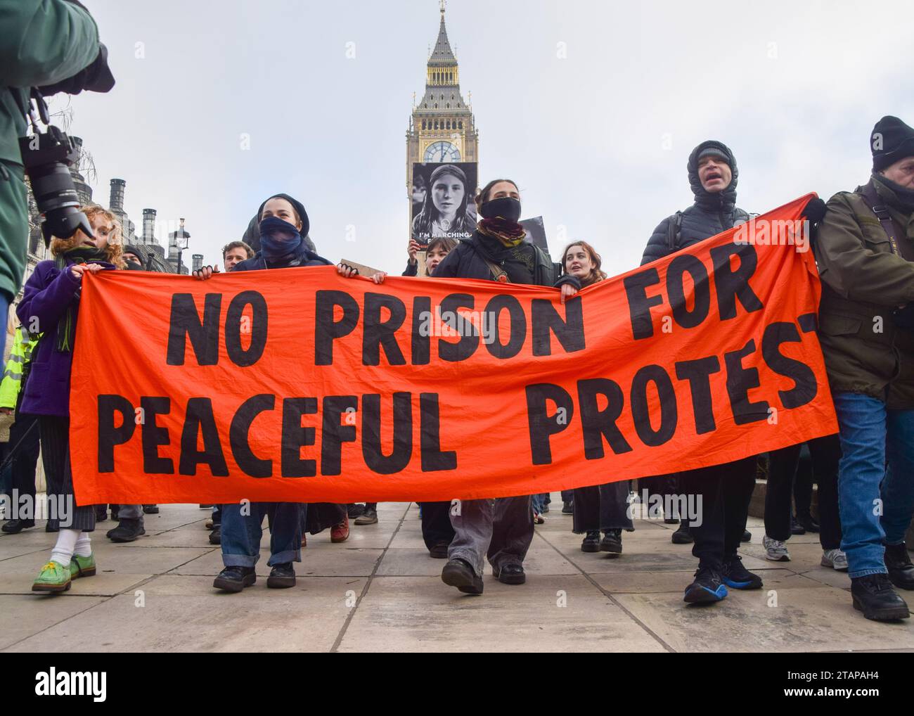 London, UK. 2nd December 2023. Just Stop Oil activists march in ...