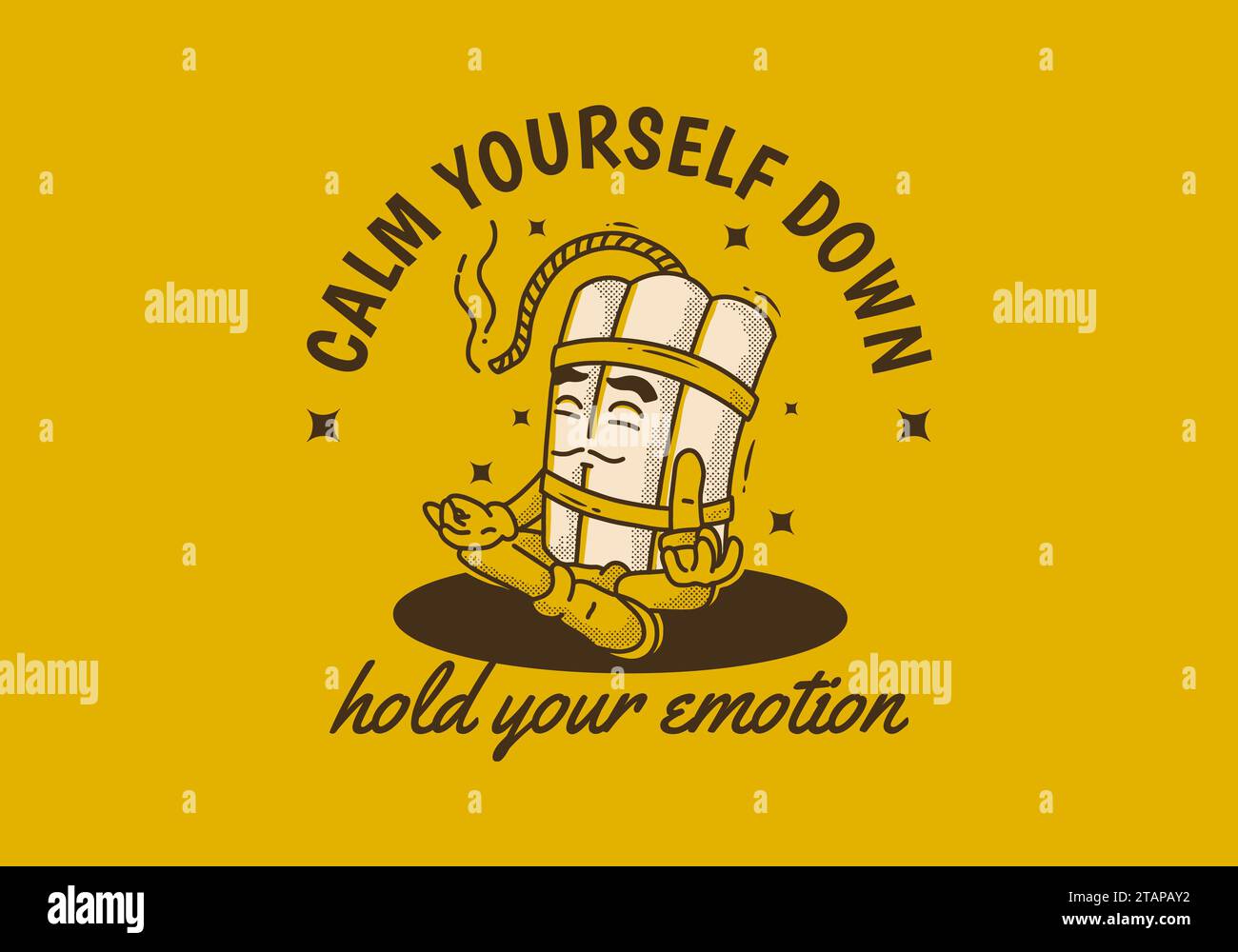 Calm yourself down hold your emotion. Vintage mascot character design ...