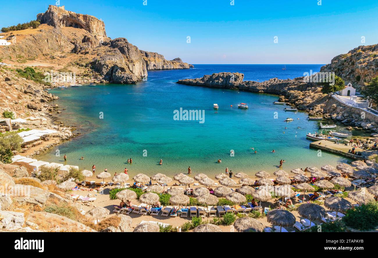 St Paul's Bay beach, Rhodes Stock Photo - Alamy