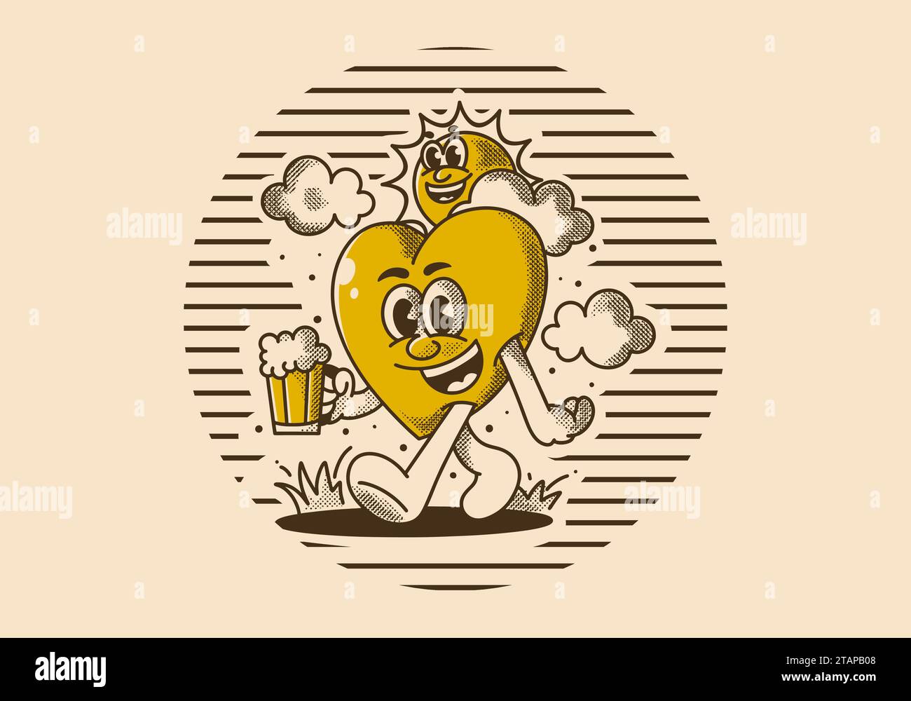 Your happiness depends on your actions. Character of a sun and heart ...