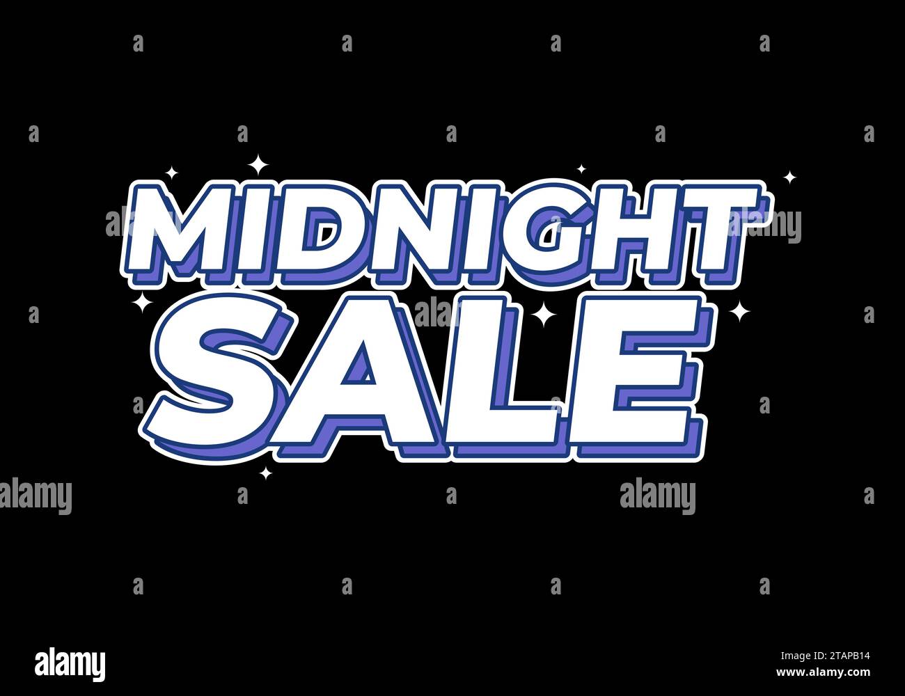 Midnight sale. text effect in white color, black background Stock ...