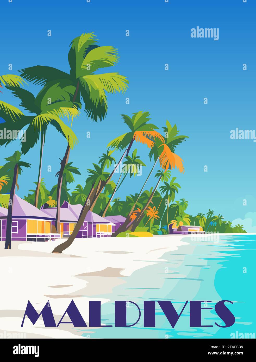 Maldives Travel Destination Poster in retro style Stock Vector Image ...