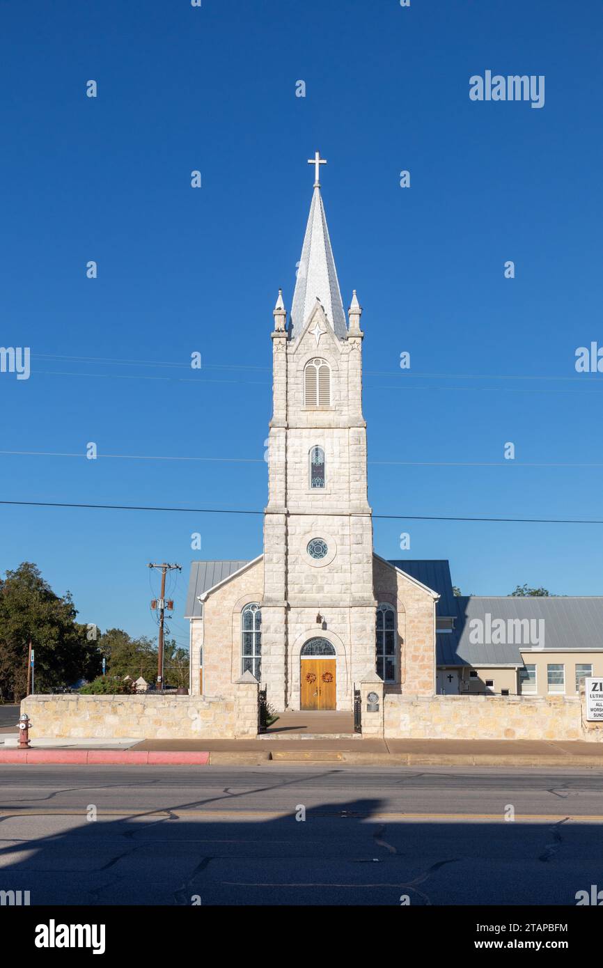 church in Fredericksburg in old colonian style, Texas Stock Photo - Alamy