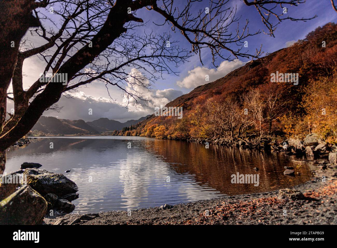 Llyn Crafnant in autumn, Snowdonia Eryri National Park, North Wales ...