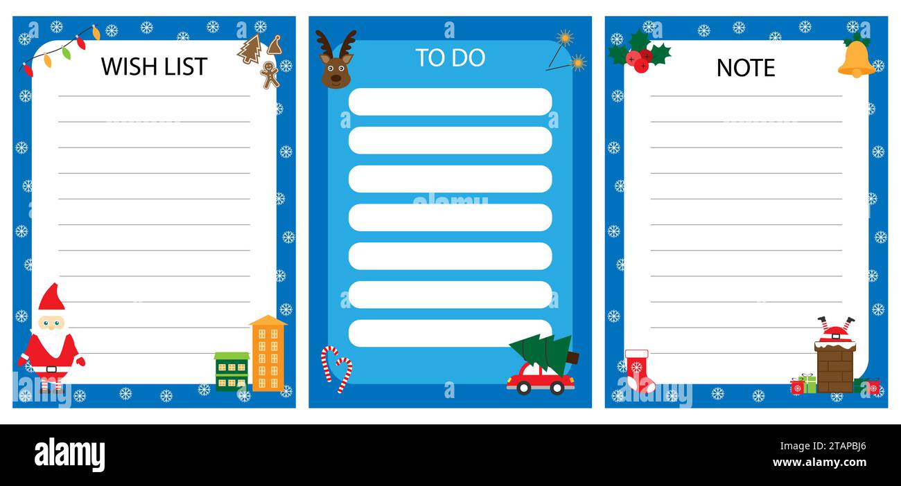 Christmas at home, wish list, check what to do, note, different ...