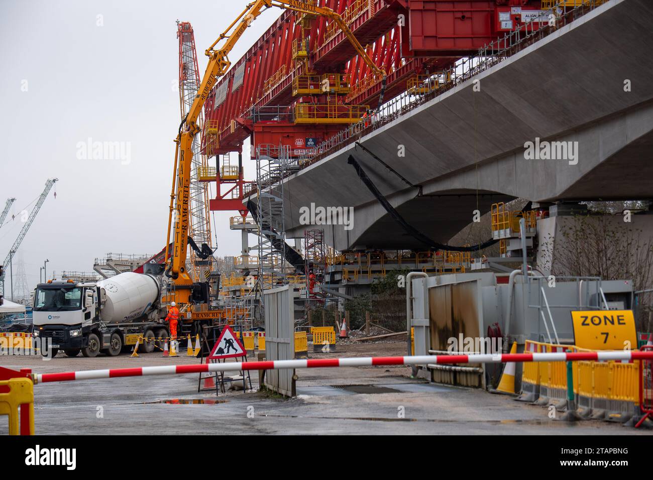 Harefield, UK. 2nd December, 2023. Dominique the huge HS2 orange launch ...