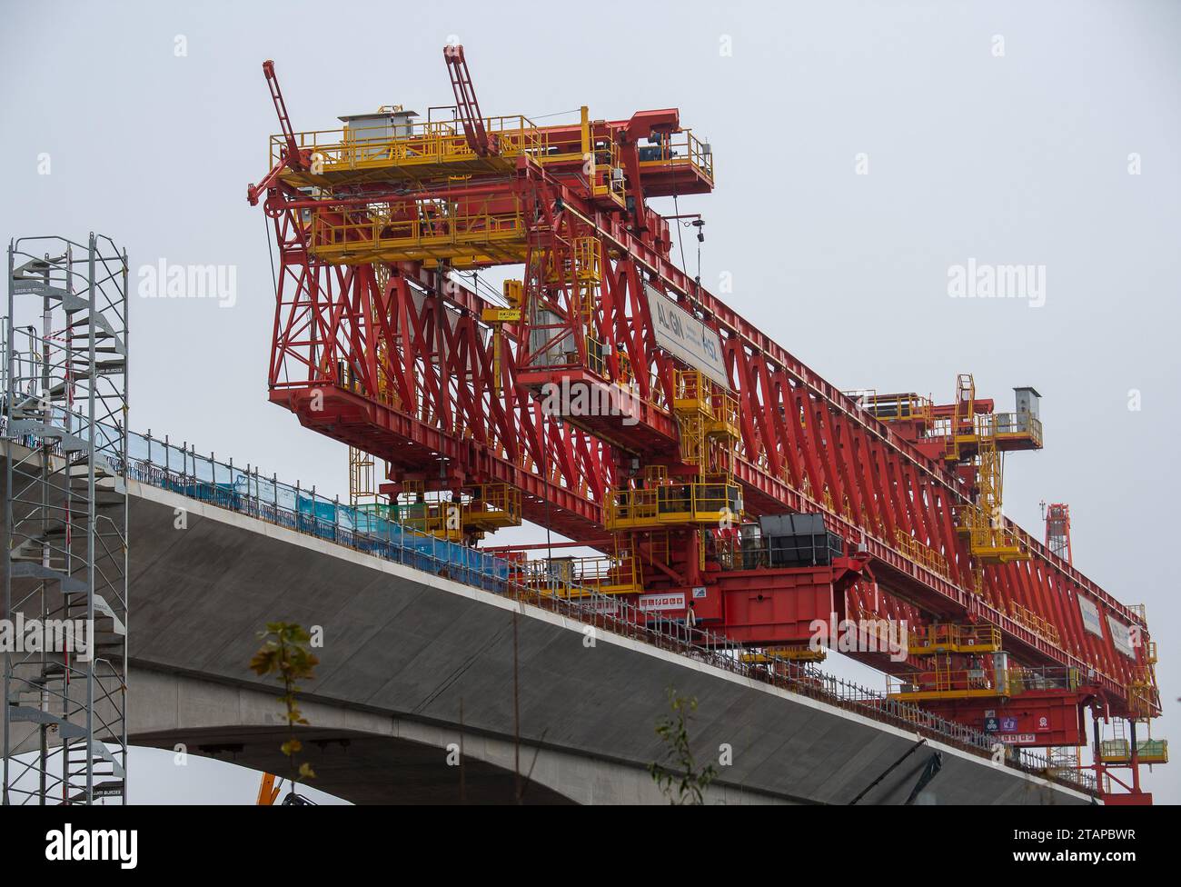 Harefield, UK. 2nd December, 2023. Dominique the huge HS2 orange launch ...