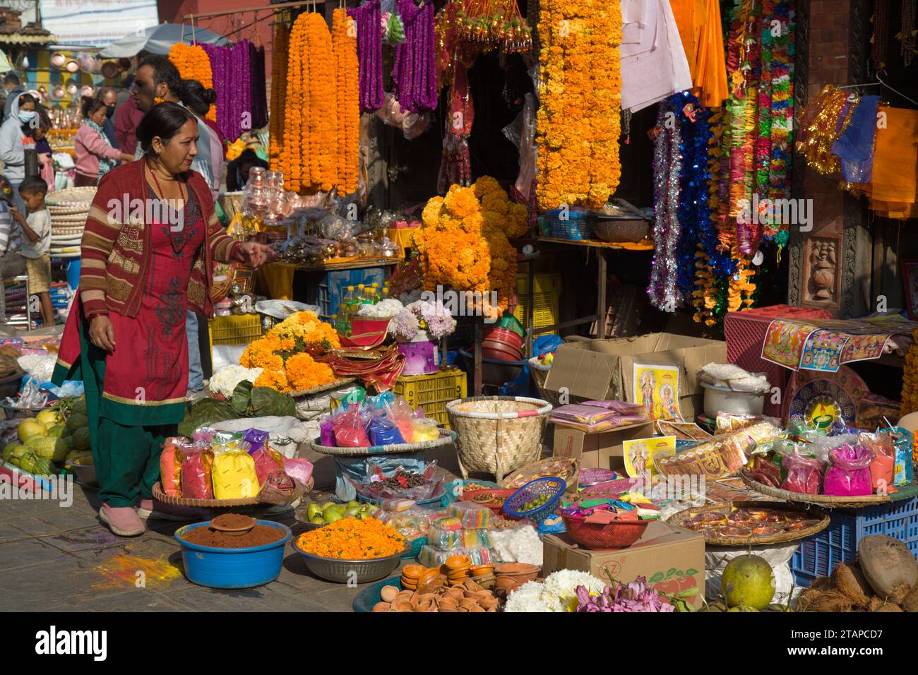 Nepal, Kathmandu Valley, Budhanilkantha, hindu temple, Tihar festival ...
