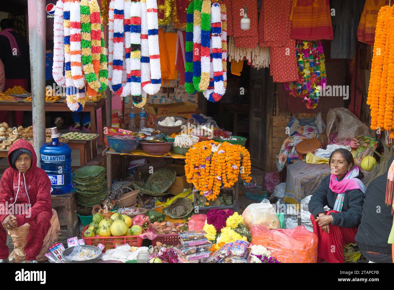 Nepal, Kathmandu Valley, Budhanilkantha, hindu temple, Tihar festival ...