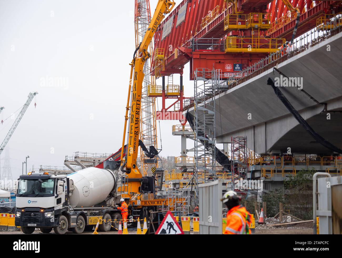 Harefield, UK. 2nd December, 2023. Dominique the huge HS2 orange launch ...