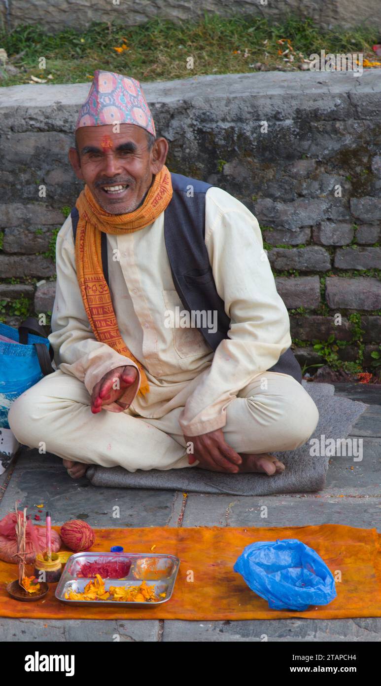 Nepal, Kathmandu Valley, Budhanilkantha, hindu temple, Tihar festival ...