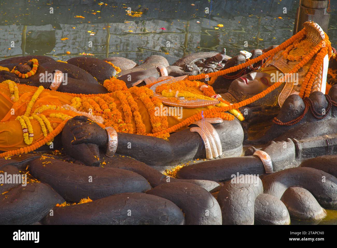 Nepal, Kathmandu Valley, Budhanilkantha, hindu temple, Sleeping Vishnu ...