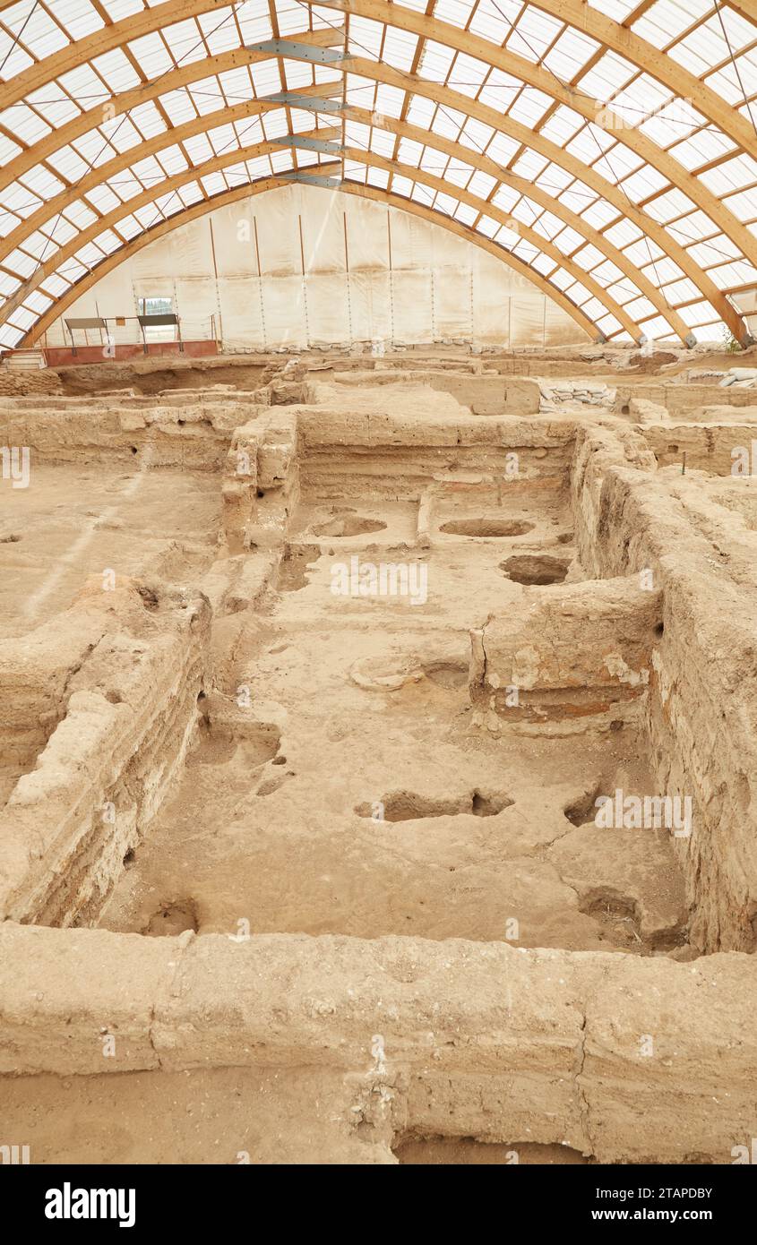 The ancient Neoloithic city of Catal Hoyuk in Turkey, founded over 9000 ...