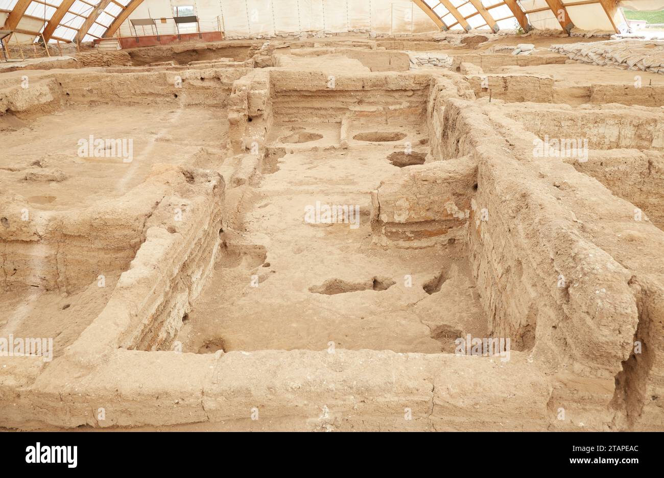 The ancient Neoloithic city of Catal Hoyuk in Turkey, founded over 9000 ...