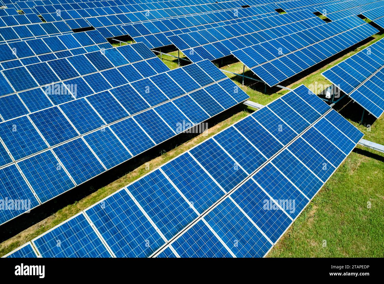 Aerial view of Solar Panels Farm Solar Cell Station. Production of ...
