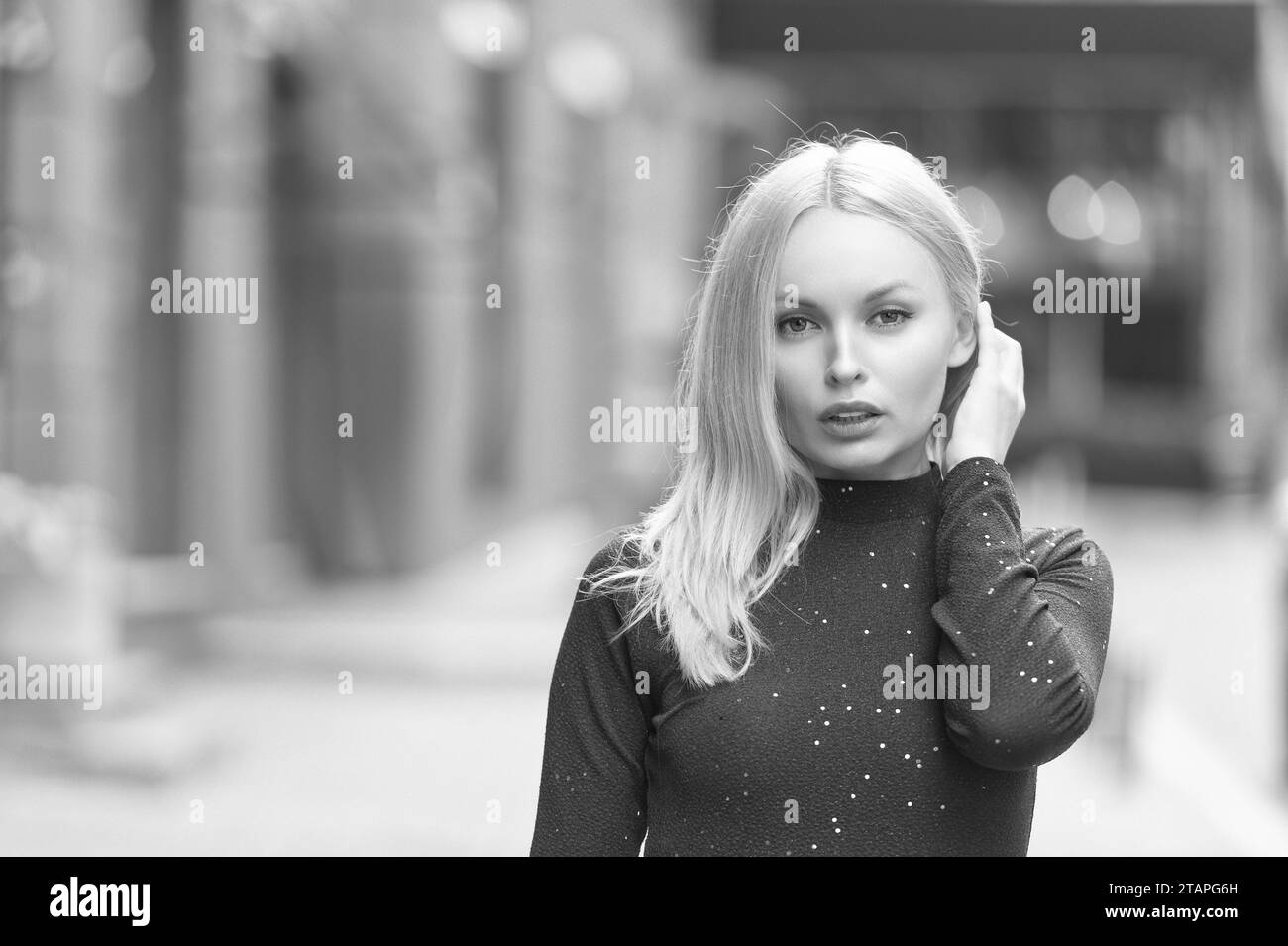 fashion woman model outside, advertisement. fashion woman with blonde ...