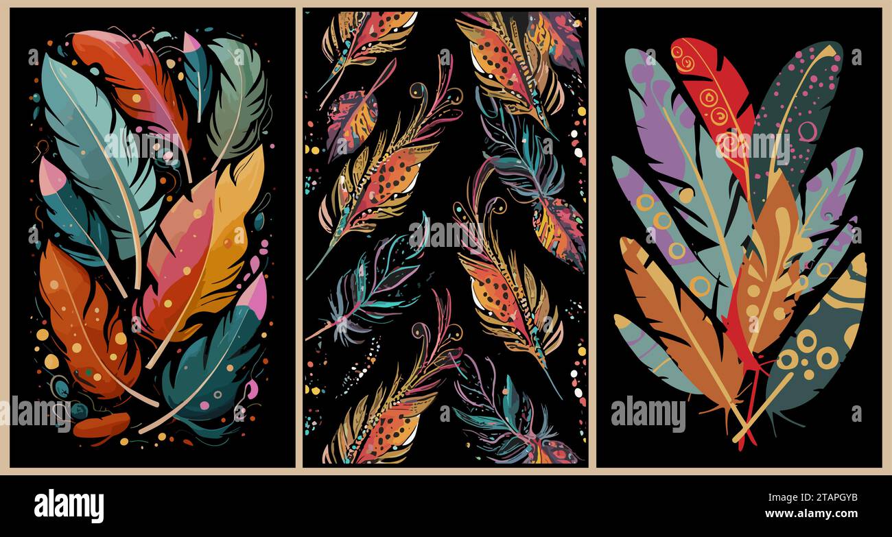 Abstract art banner with colorful feathers vector Stock Vector Image ...