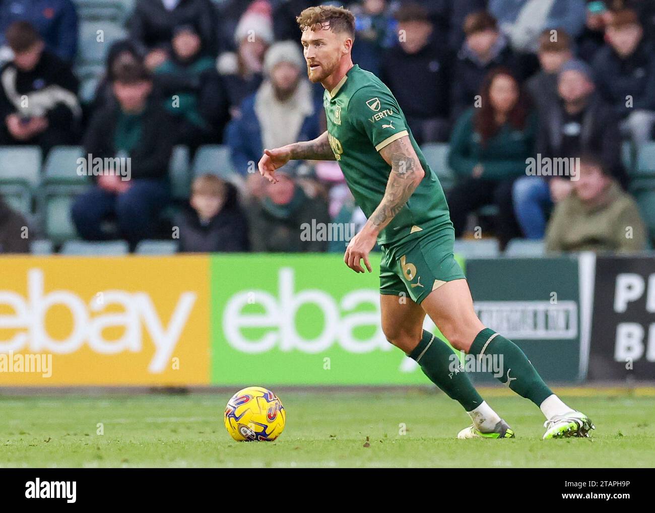 Dan Scarr #6 of Plymouth Argyle in action during the Sky Bet ...
