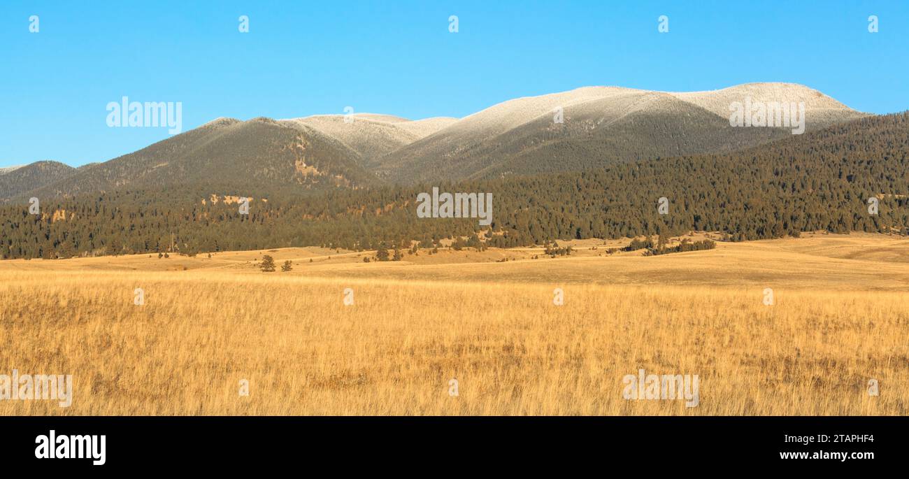 panorama of the forested mountains of the continental divide above ...