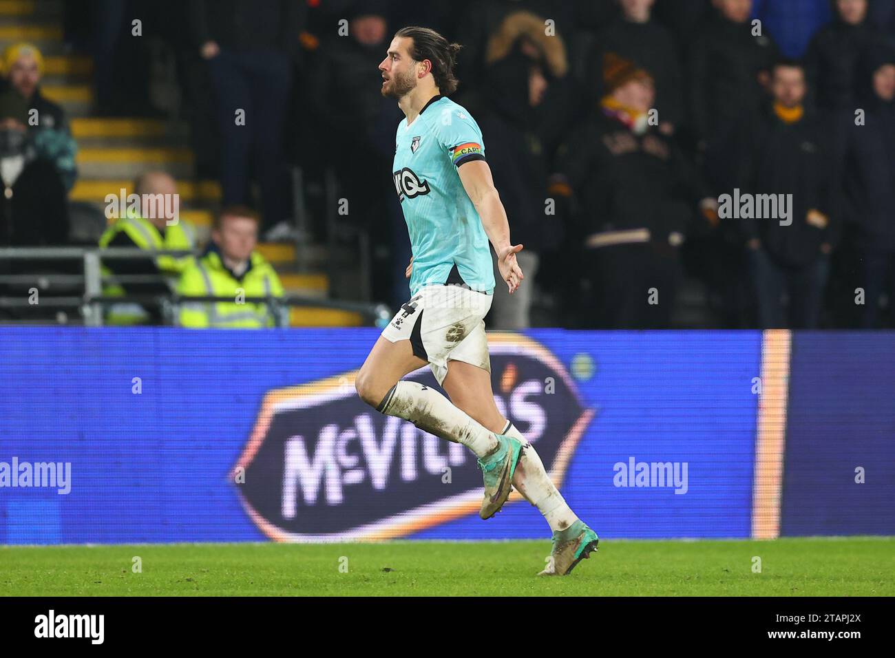 Wesley Hoedt of Watford celebrates his goal during the Sky Bet ...