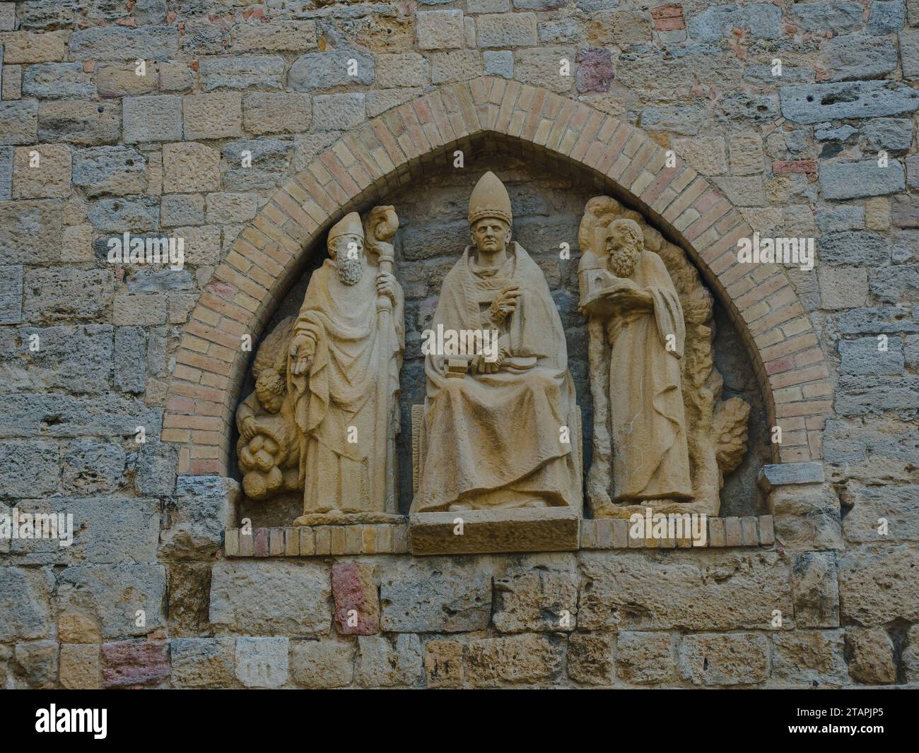 Relief of Pope St. Linus in the outside wall of Volterra cathedral ...
