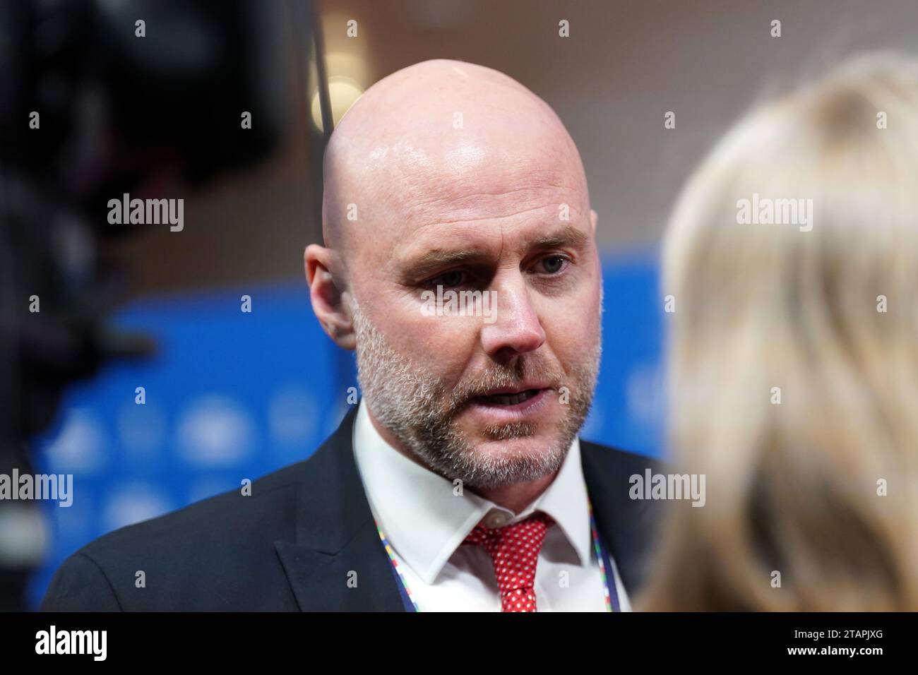 Wales head coach Rob Page arrives ahead of the UEFA Euro 2024 draw at the Elbphilharmonie in ...