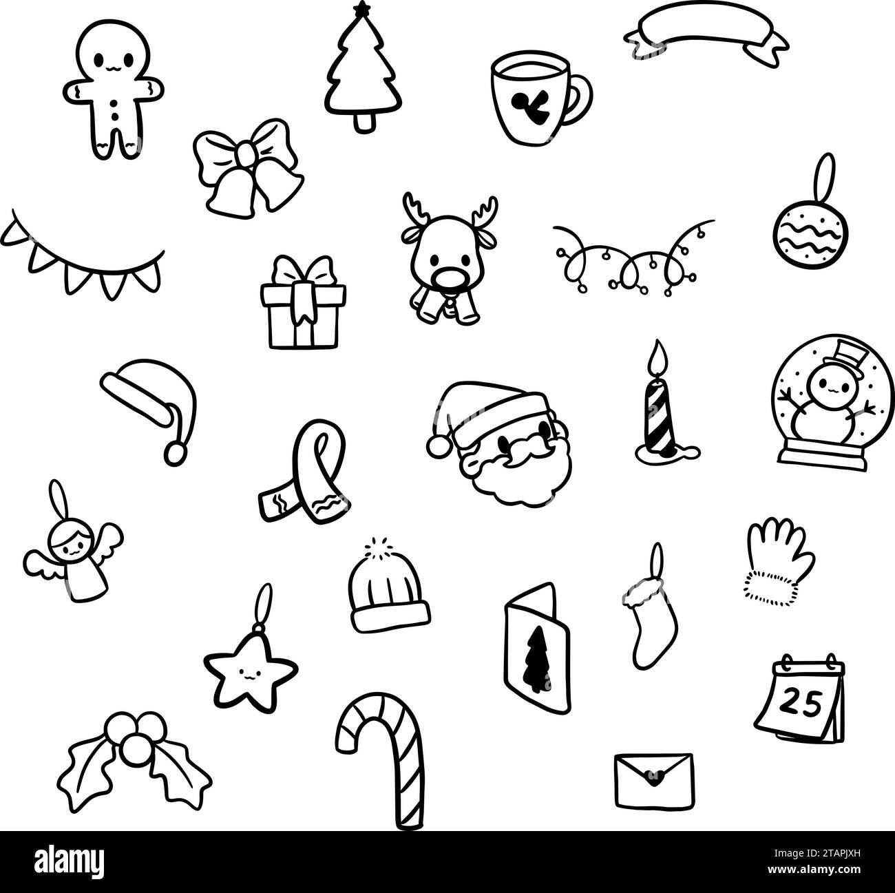 Set of hand-drawn Christmas doodle vector Stock Vector Image & Art - Alamy