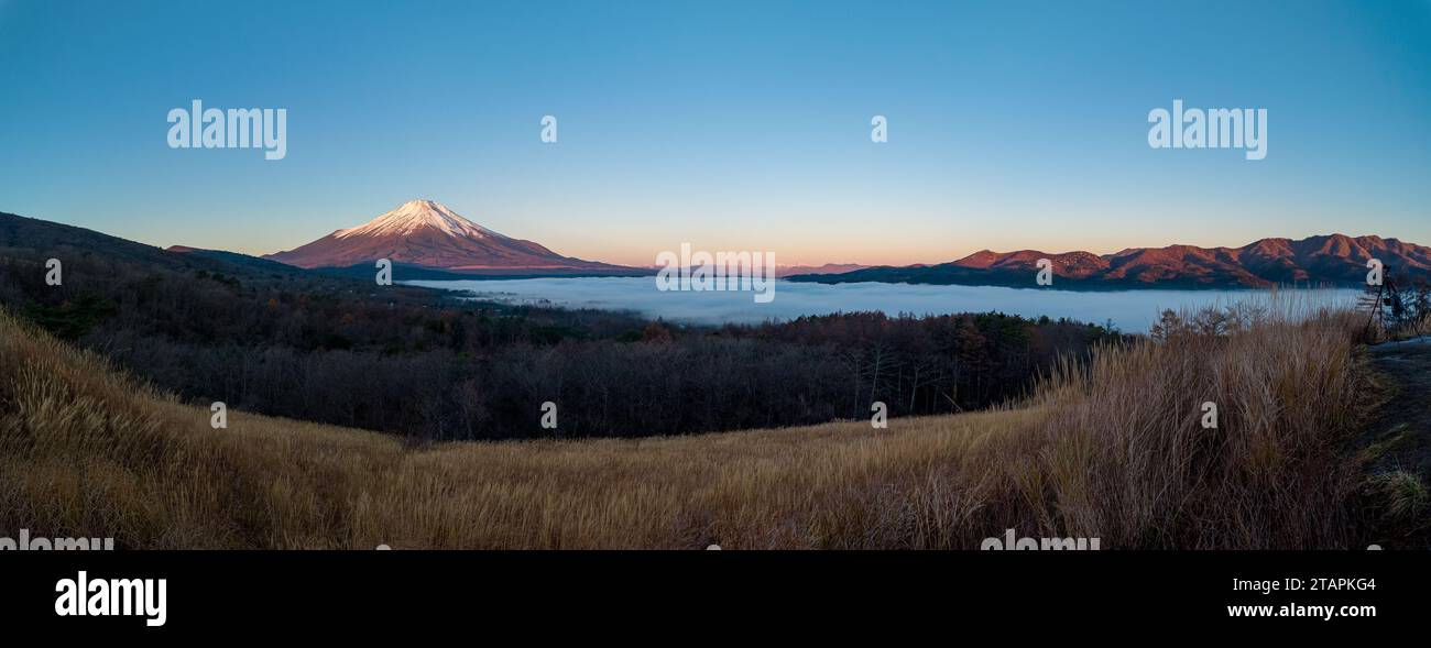 Panorama of sunrise with mountain Fuji view from Panorama Dai view ...