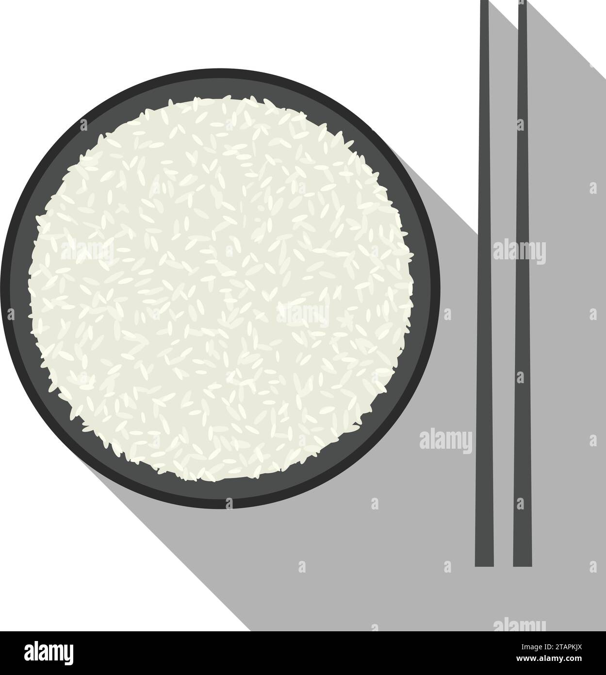 Flat icon of plan of Rice bowl with chopsticks. Vector for food design ...