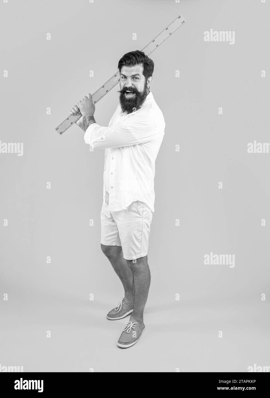 Angry teacher and ruler Black and White Stock Photos & Images - Alamy