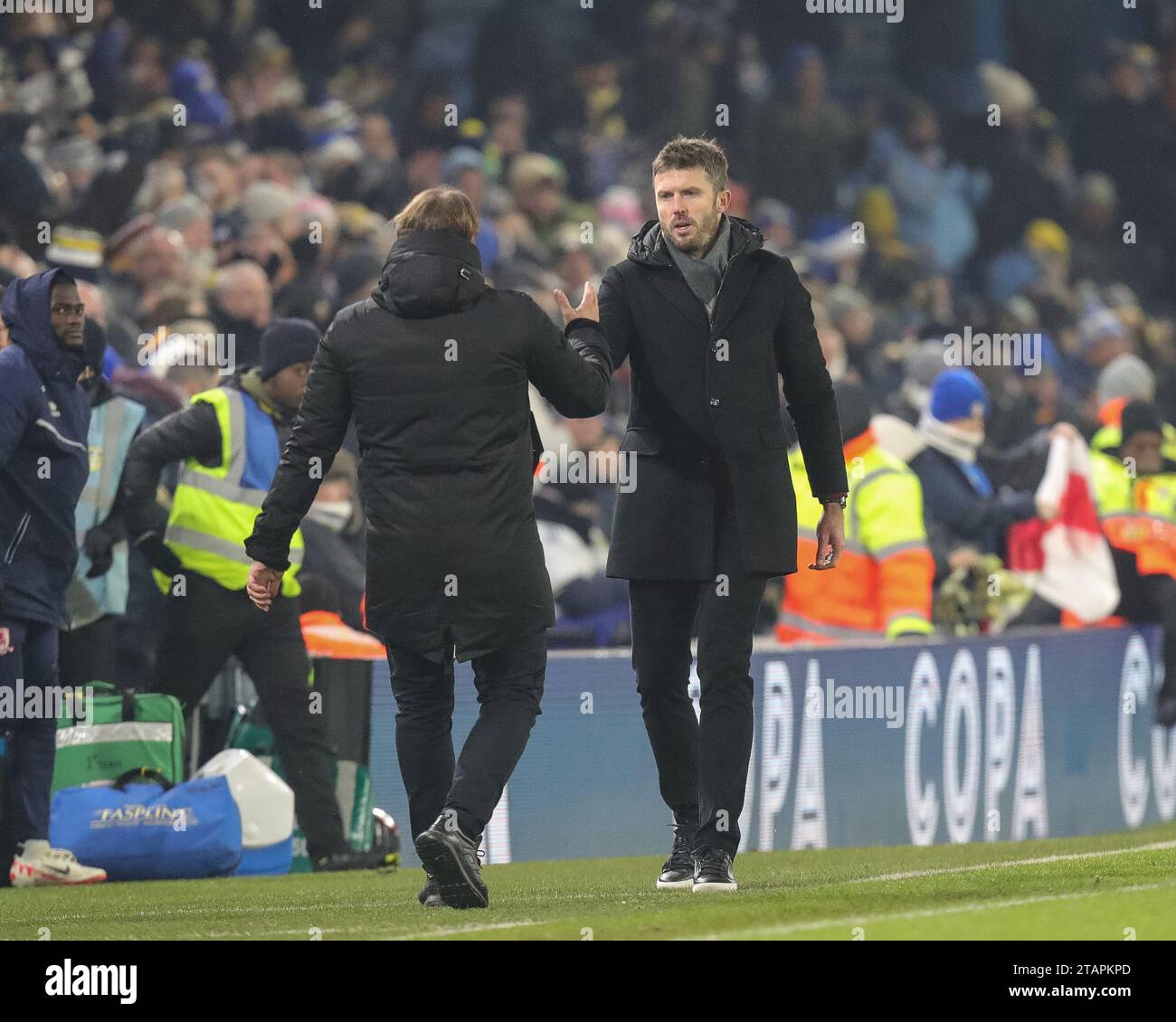 Michael Carrick manager of Middlesbrough shakes hands with Daniel Farke ...