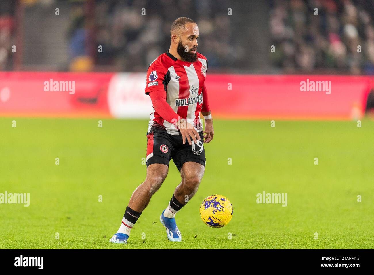Bryan Mbeumo of Brentford in action during the Premier League match ...