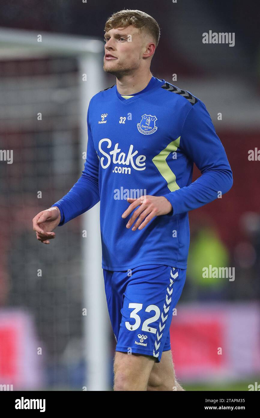 Nottingham, UK. 02nd Dec, 2023. Jarrad Branthwaite #32 of Everton in the pregame warmup session ...