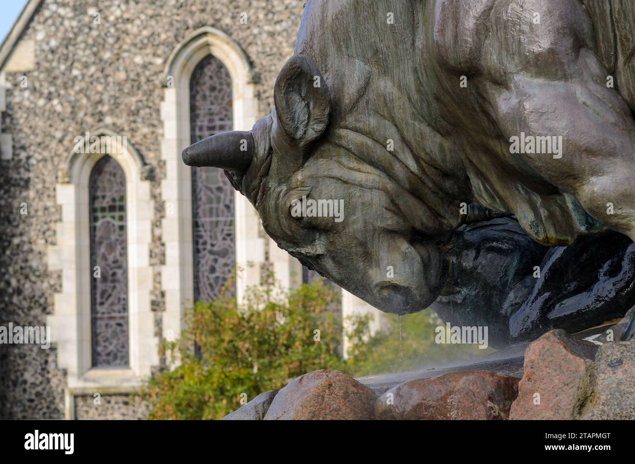 The Gefion fountain in Copenhagen, Denmark. It features a large-scale ...