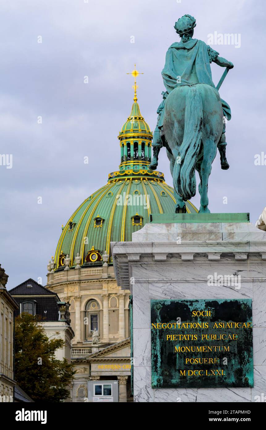 Copenhagen, Denmark: View from the equestrian statue of King Frederik V ...