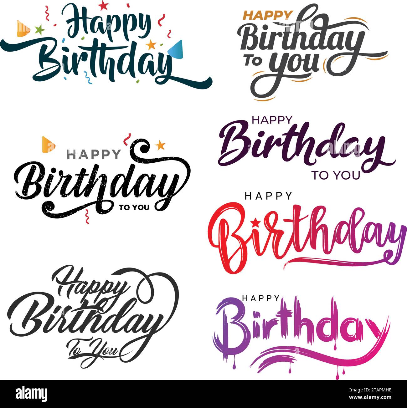 Happy birthday calligraphy Cut Out Stock Images & Pictures - Alamy
