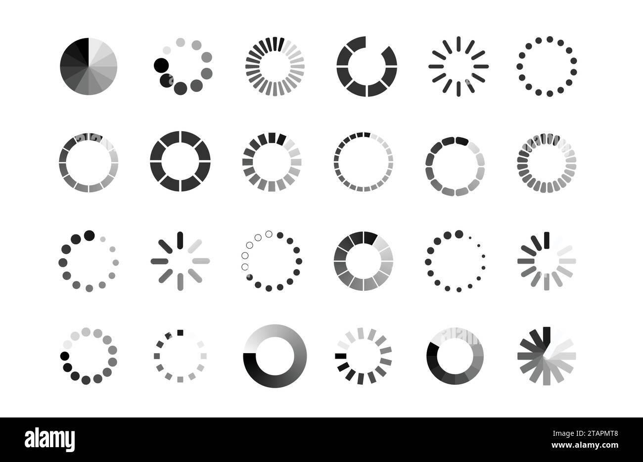 white and grey loading icons on black background. RGB EPS 10 vector ...
