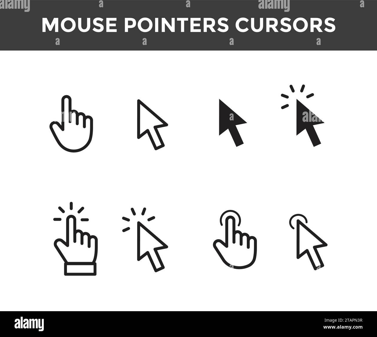 Clicking Mouse Cursors Computer Finger Pointers Vector Set Mouse Pointer Finger Cursor Arrow